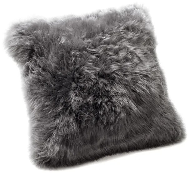 Šedý polštář z ovčí kožešiny Royal Dream Sheepskin, 30 x 30 cm