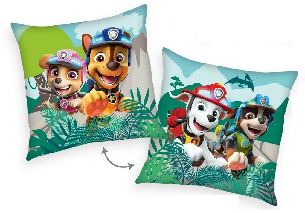 Herding Polštářek Paw Patrol Dino Rescue zelená, 40 x 40 cm