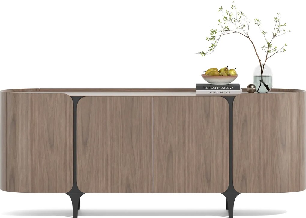 Komoda Sileno 200 cm ořech/černá