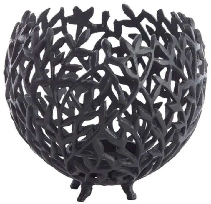 Černý antik kovový děrovaný svícen Famari L - Ø 20 * 17 cm