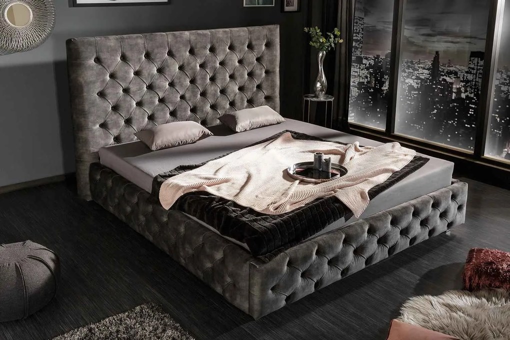 Designová postel Laney 180 x 200 cm olivově šedý samet - skladem