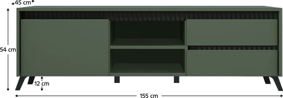 Kondela TV stolek, smoke zelená/černá, LONGY RTV1K2So