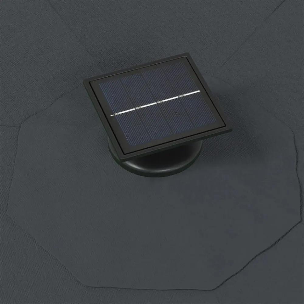 Nástěnný slunečník s LED světly Ø 300 cm látka / kov Dekorhome Černá