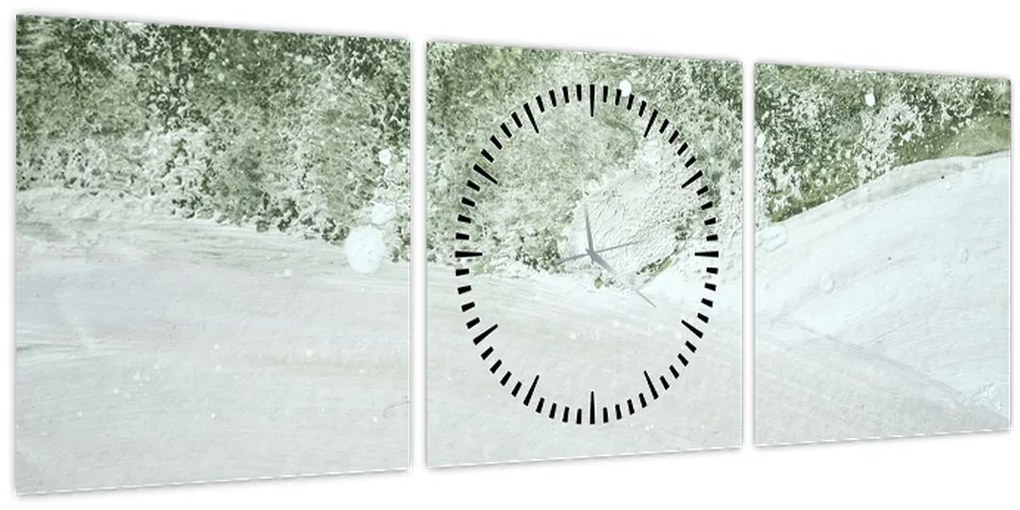 Obraz - Abstrakce štětci (s hodinami) (90x30 cm)