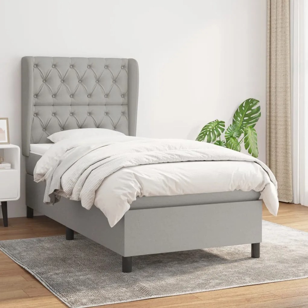 Box spring postel s matrací světle šedá 80 x 200 cm textil 3128157