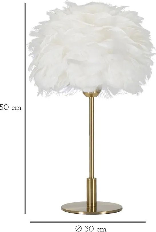 Bílá/ve zlaté barvě stolní lampa (výška 50 cm) Ball Feather – Mauro Ferretti