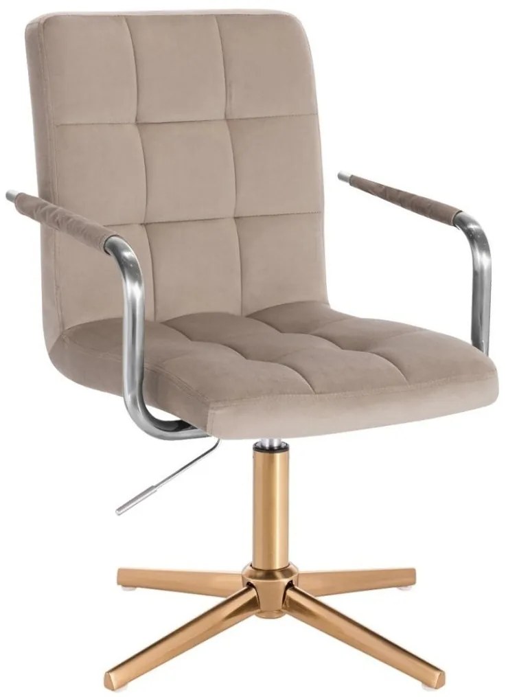 LuxuryForm DESIGN Otočná židle VERONA VELUR na zlatém kříži - latte