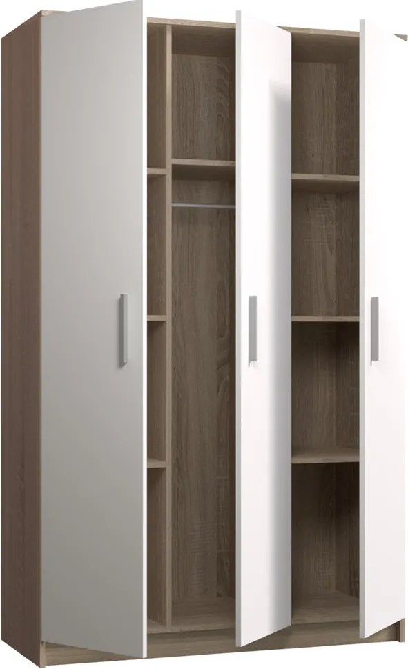 IDZ Šatní skříň OMEGA III 3D 19, 120 cm Dub Sonoma/Bílá
