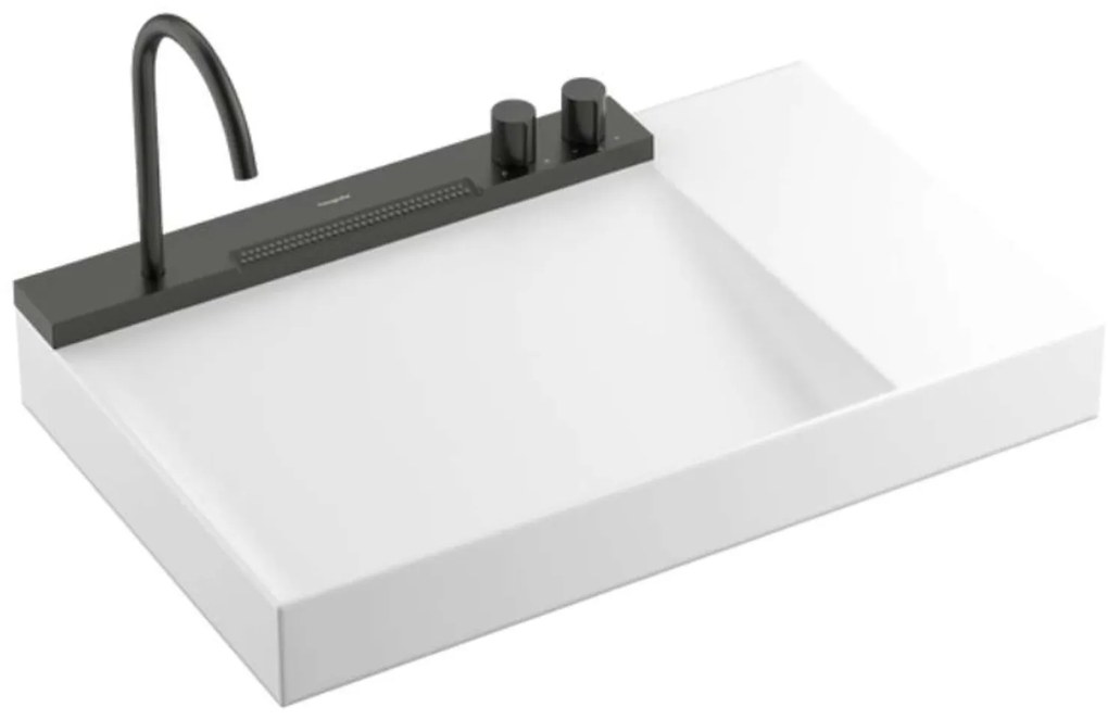 Hansgrohe Avalegra - Umyvadlo 78x48 cm, s termostatickou baterií a sprškou, 2 proudy, bez přepadu, kartáčovaný černý chrom 22473340