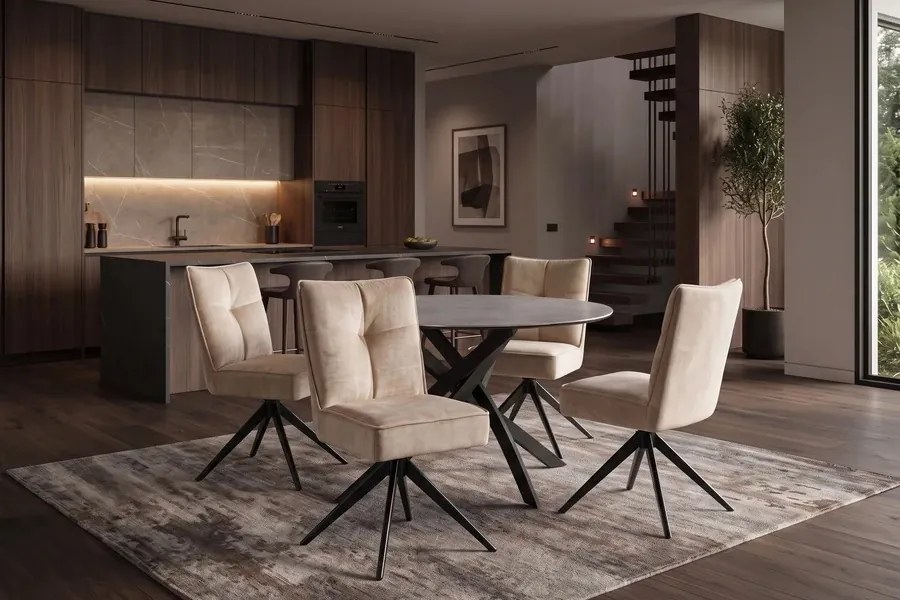 Designová otočná židle Narayan béžový samet