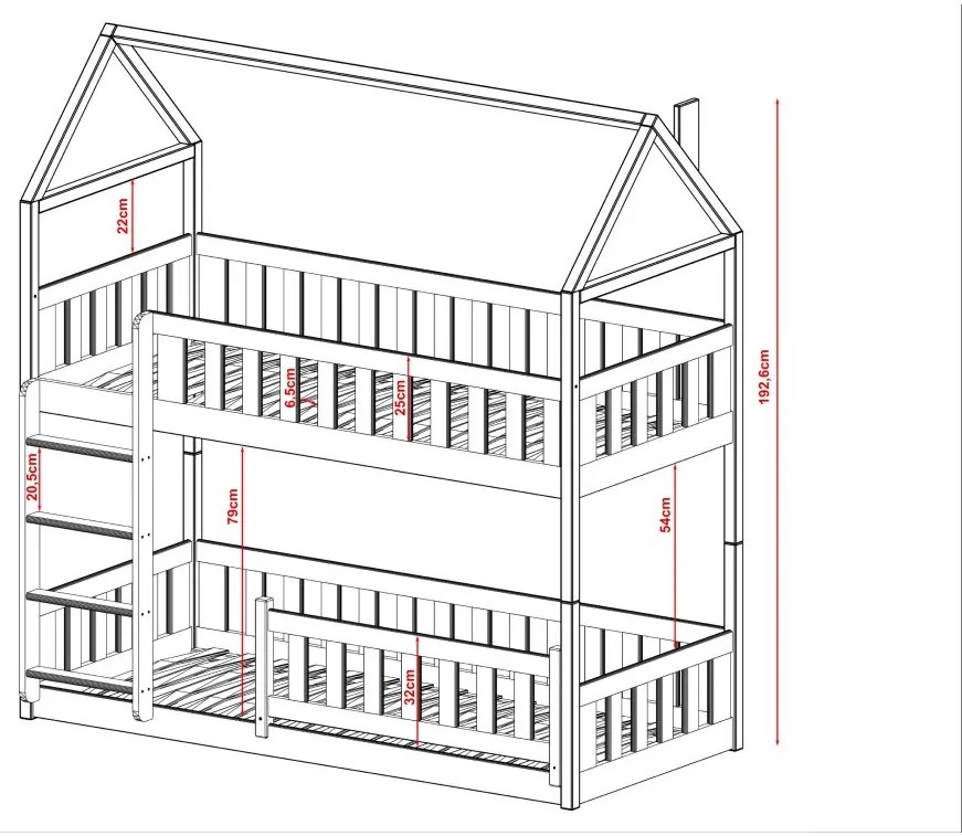 Legno Dětská patrová postel Palo grafit Rozměr (cm): 80x180