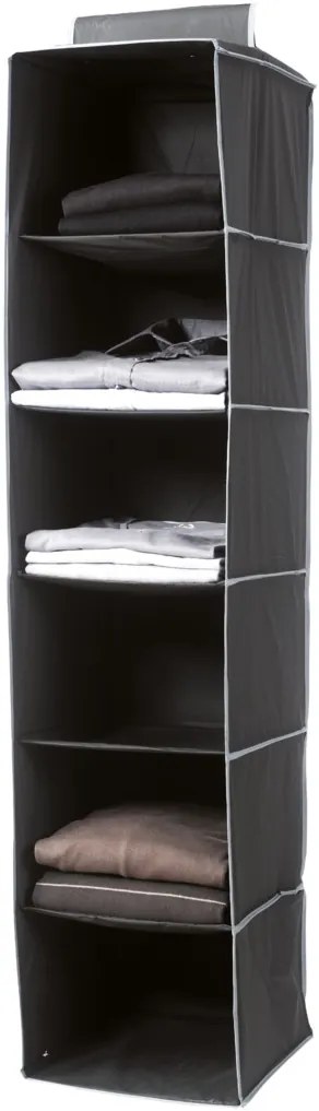 Závěsný organizér na oblečení Compactor URBAN 30 x 30 x 128 cm – 6 polic, černý
