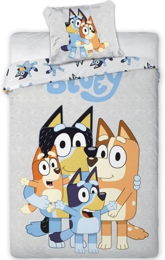 Bavlněné ložní povlečení Bluey - motiv rodinka - 100% bavlna - 70 x 80/90 cm + 140 x 200 cm