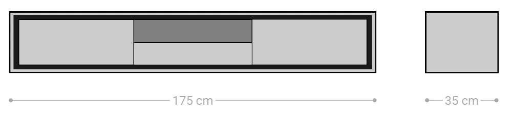 DELIFE TV stolek Stonegrace 175 cm akácie přírodní 2 dvířka 1 přihrádka 1 zásuvka kamenná dýha závěsný