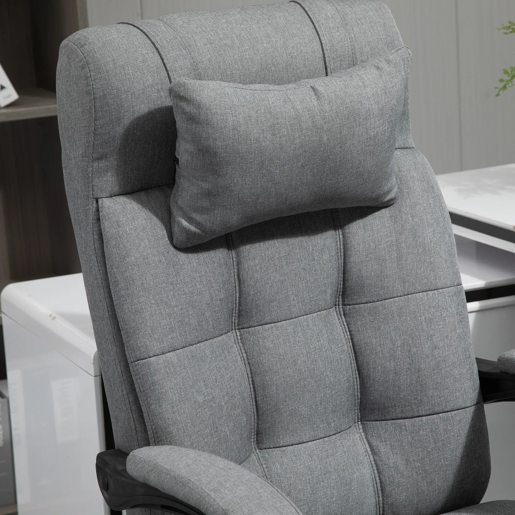 Kancelářská židle Vinsetto s polštářem pod hlavu a područkami, výškově nastavitelná otočná židle s podnožkou, lněná, ergonomická, 66 x 70 x 116-124 c…