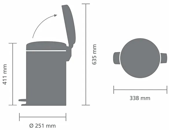 Brabantia Pedálový koš NewIcon 12L nehořlavý lesklá ocel