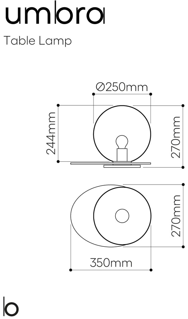 Bomma Luxusní stolní lampa Umbra, ⌀ 25cm Barva: Kouřová