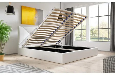 Čalouněná postel KARINO rozměr 90x200 cm Bílá eko-kůže