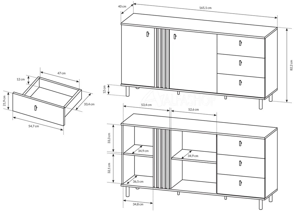 ALFASHOP MADIS komoda 2D3S