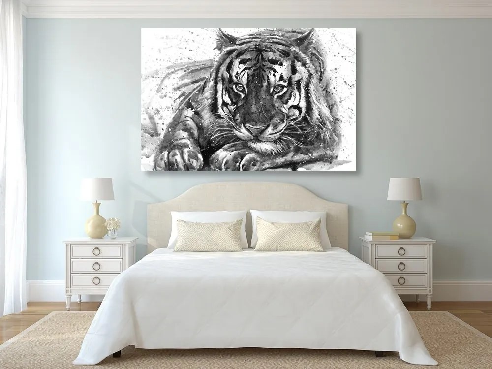 Obraz predátor zvířat v černobílém provedení - 120x80 cm