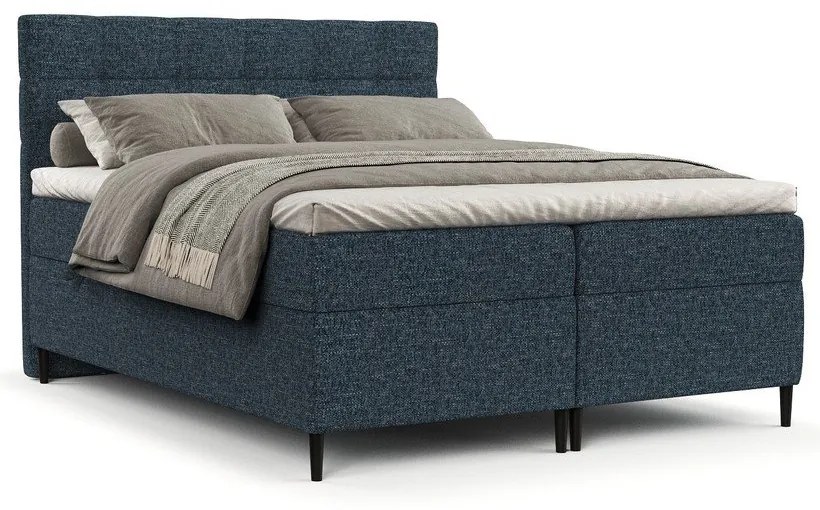 Tmavě modrá boxspring postel s úložným prostorem 200x200 cm Urbaneo – Maison de Rêve