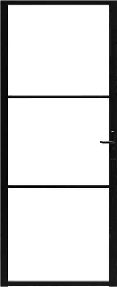 Interiérové dveře ESG sklo a hliník 93 x 201,5 cm černé 151200