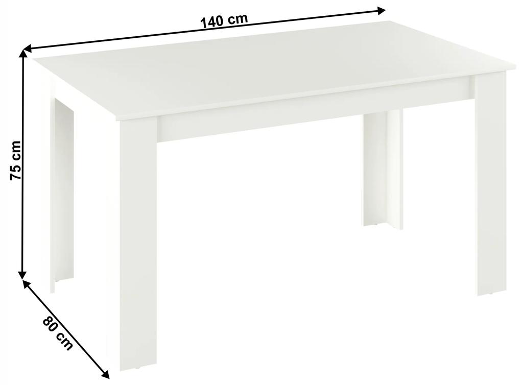 Kondela Jídelní stůl, bílá, 140x80 cm, GENERAL NEW