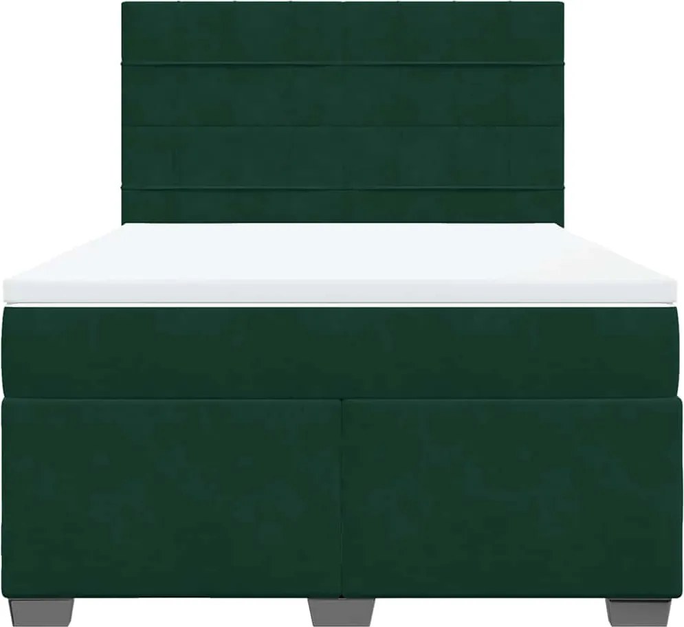 Box spring postel s matrací tmavě zelená 140x190 cm samet 3290909