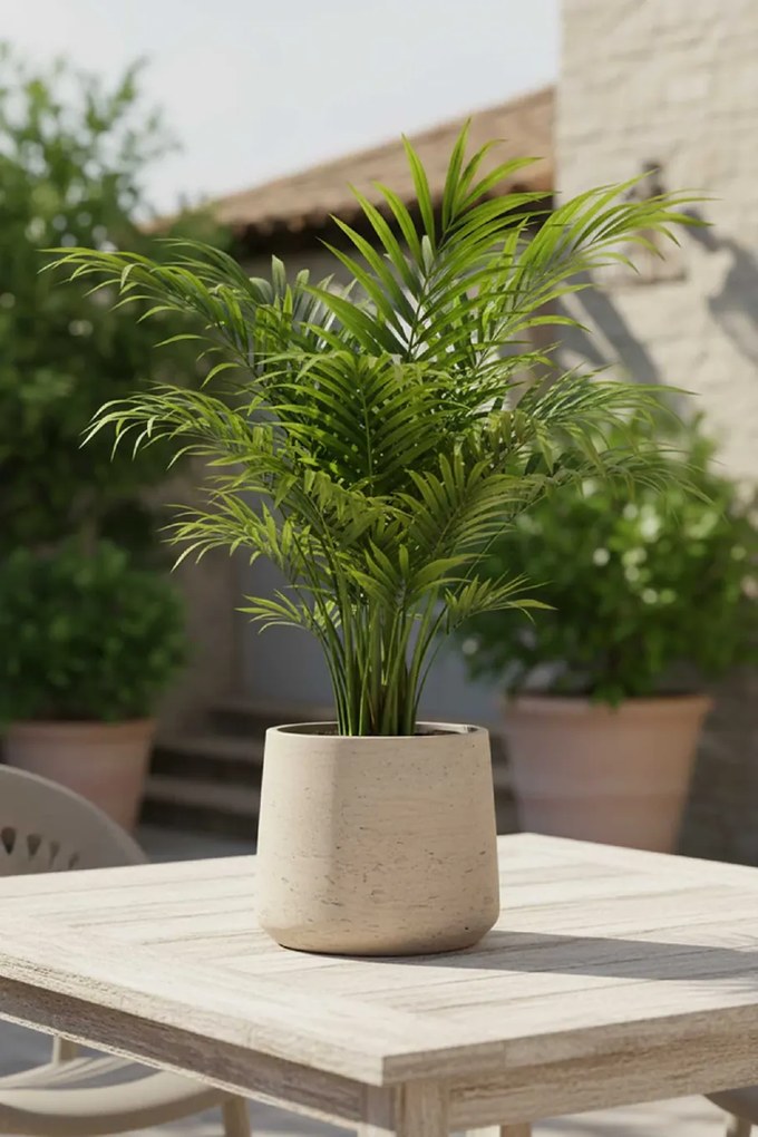 Květináč TROPICO, sklolaminát, výška 29 cm, béžová