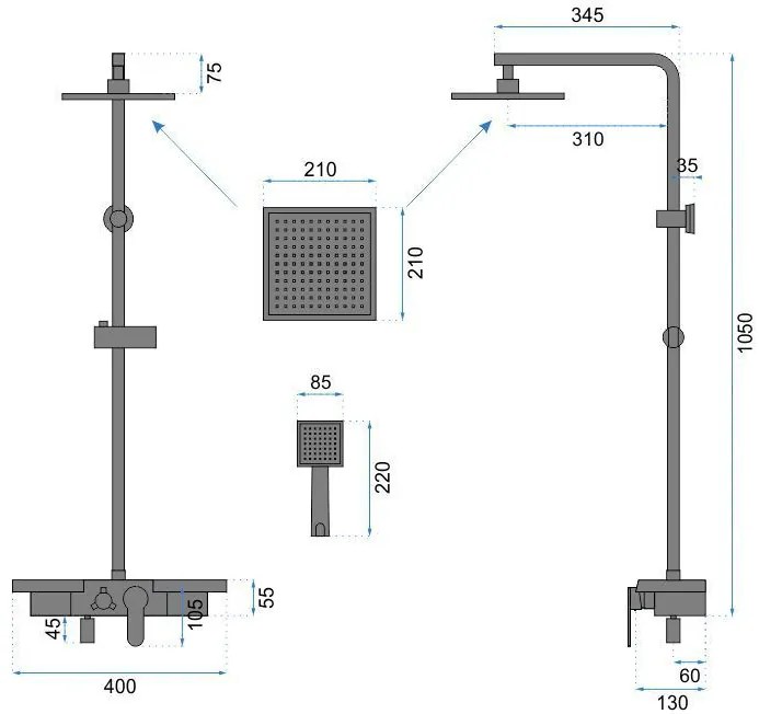 Rea Bravo, sprchový set h-1050, zlatá lesklá, REA-P4120