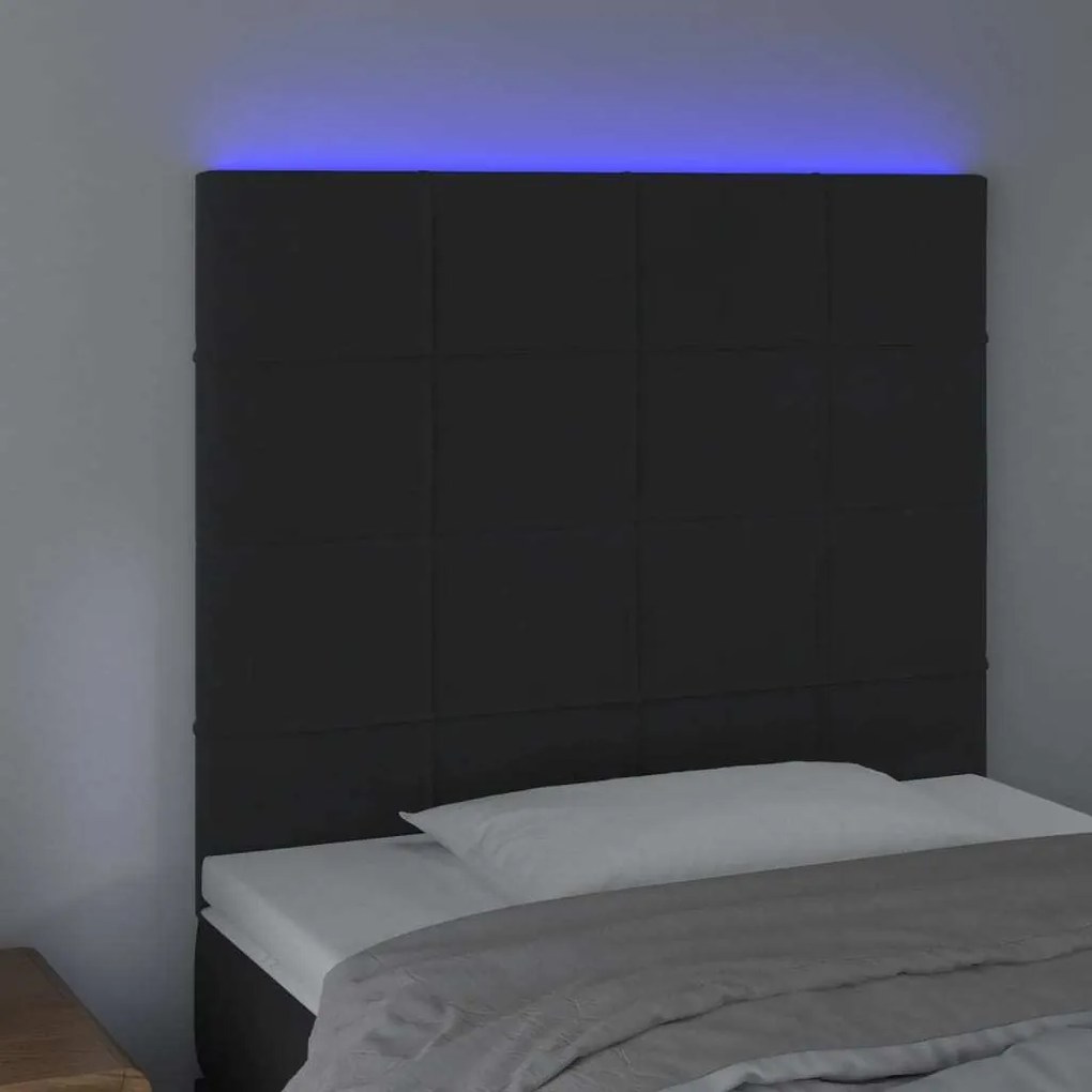 vidaXL Čelo postele s LED 80x5x118/128 cm samet [3122459] Barva: Černá