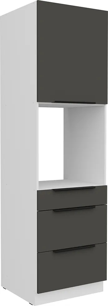 ARIA po | vysoká skříňka 60 DPS-210 3S1F na vestavnou troubu | PREMIUM BOX | 60 cm | ANTI FINGERPRINT povrch | bílá/šedá grafit