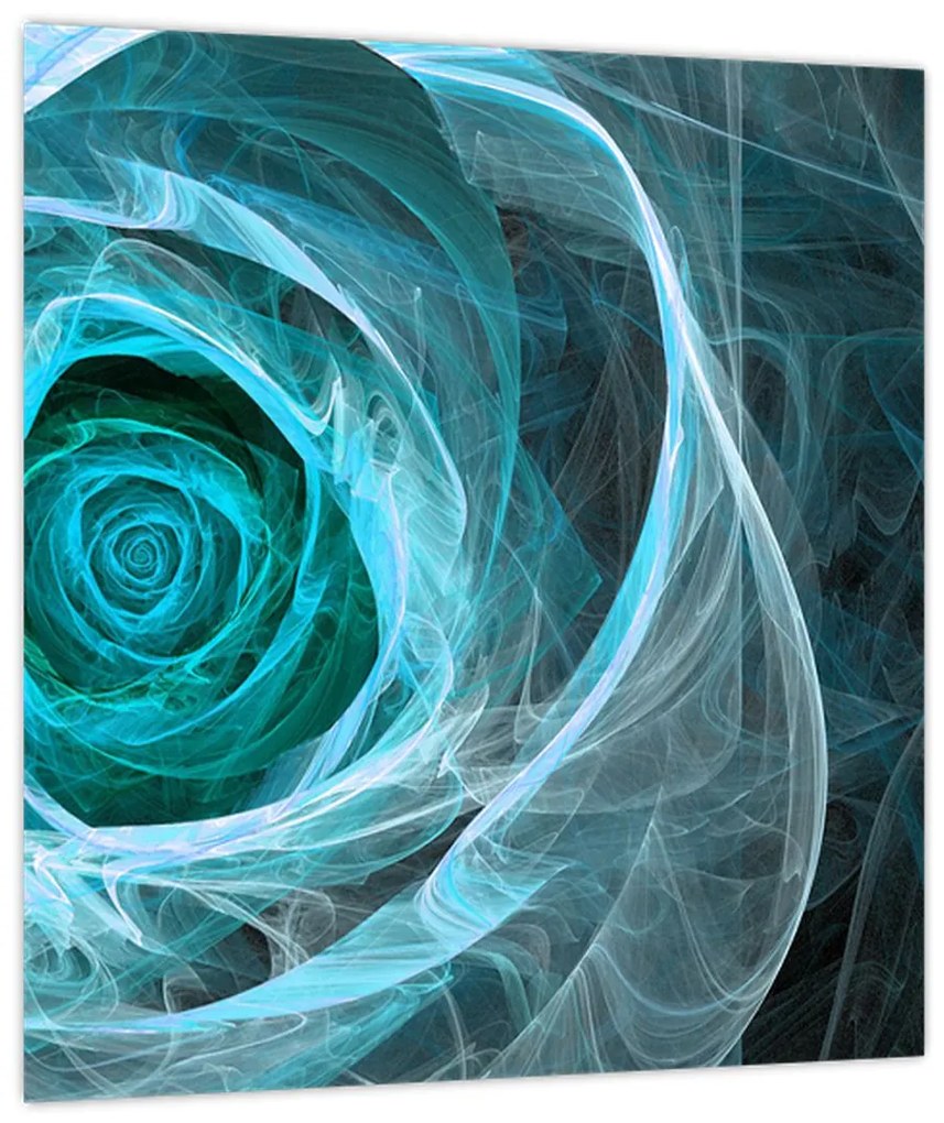 Obraz - Abstraktní růže modrá s černým pozadím (30x30 cm)