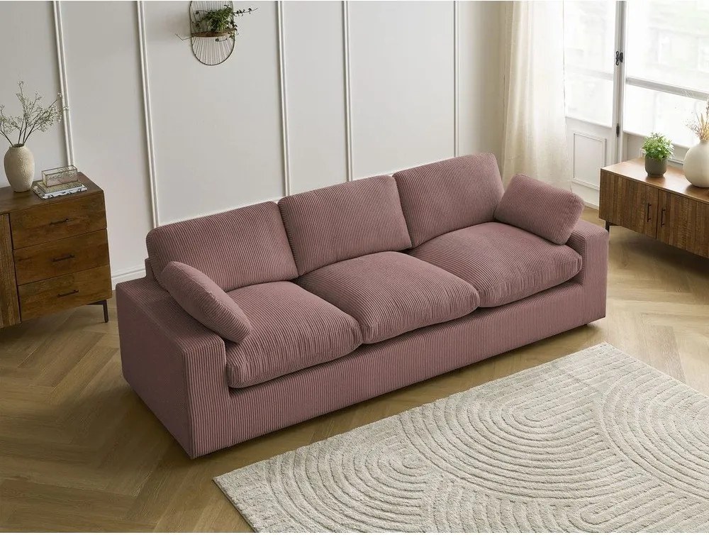Růžová manšestrová pohovka 250 cm Belair – Bobochic Paris