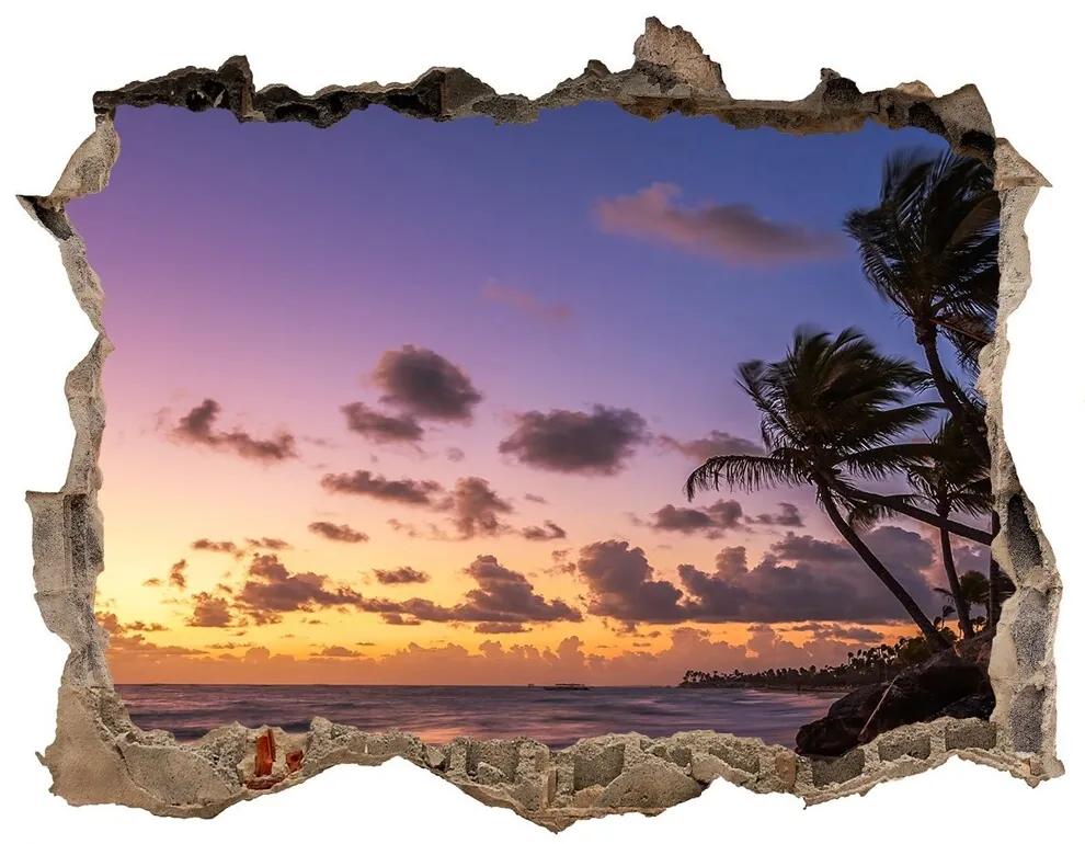 Wallmuralia Nálepka fototapeta 3D výhled Západ slunce na pláži 95x64 cm