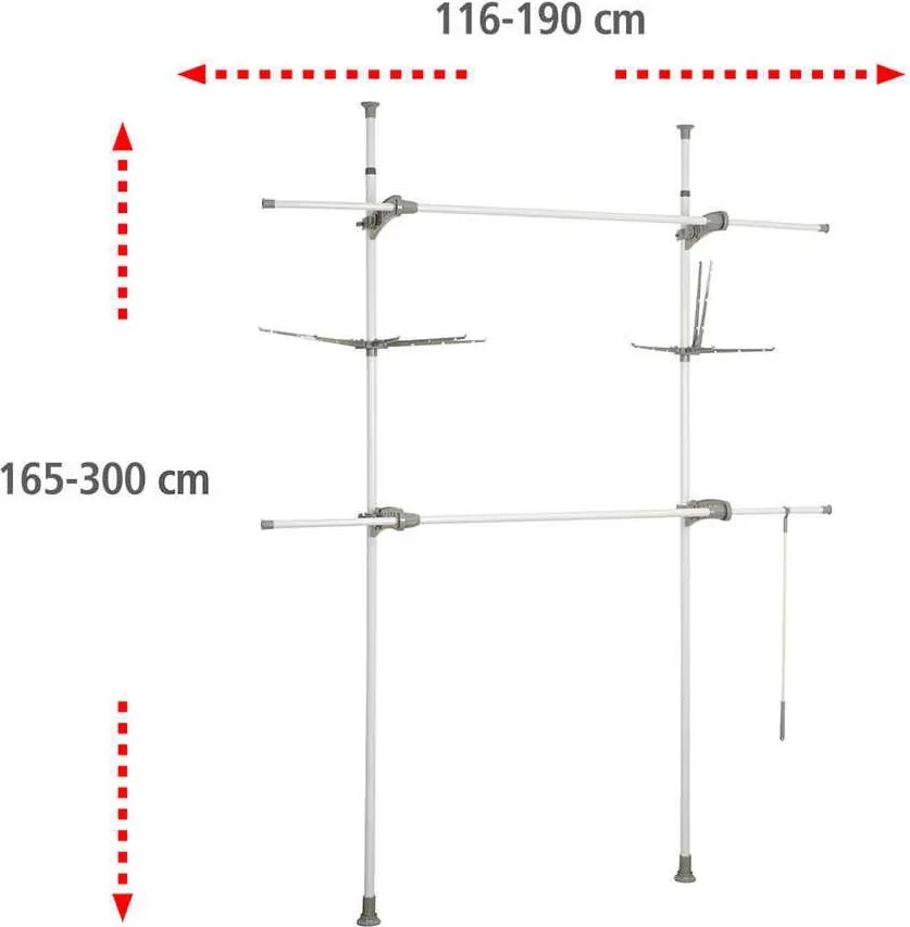 Teleskopický věšák na šaty HERKULEX FLEX, 165-300 x 116-190 x 36 cm, WENKO