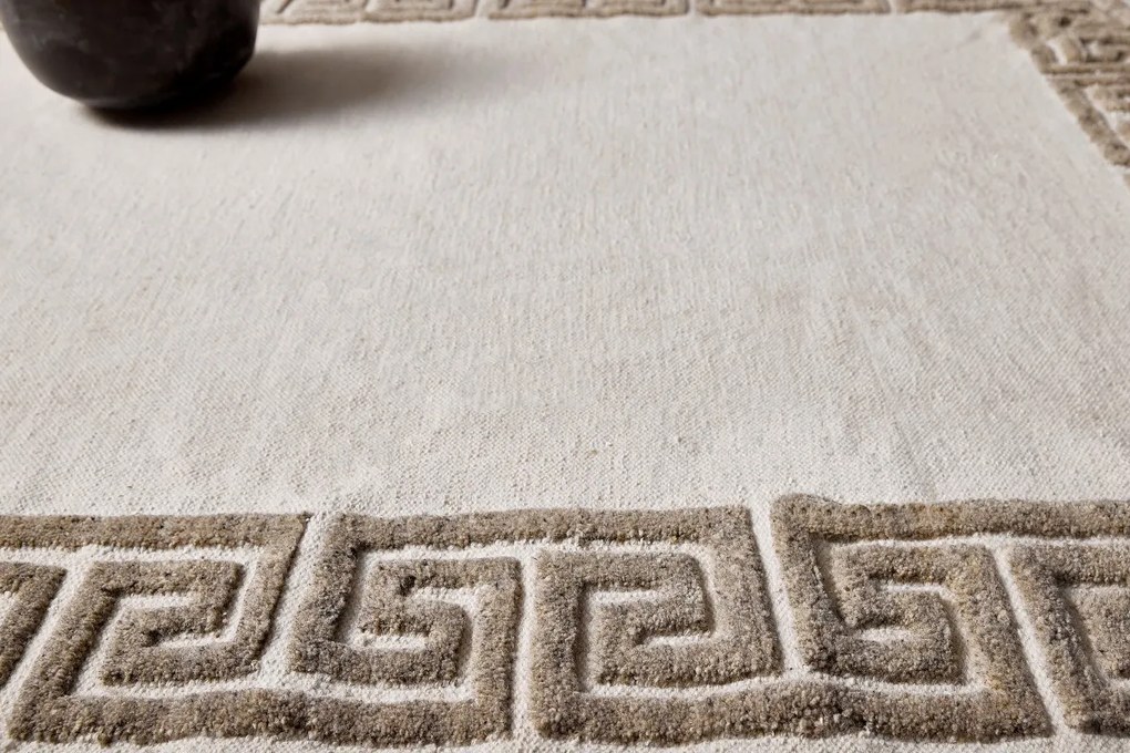 Diamond Carpets koberce Ručně vázaný kusový koberec Greek DESP P86 Ivory White Antique Mud - 300x400 cm