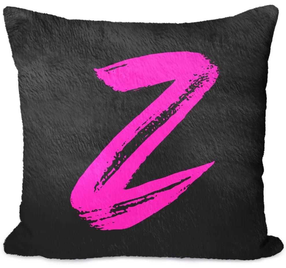 Polštář – písmeno Z (Velikost: 40 x 40 cm, Materiál: Mikroplyš, Barva: Růžová)