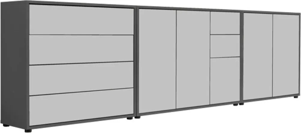 XXXLutz ŠIROKÁ KOMODA, antracitová, bílá, 263,5/73/33 cm MID.YOU - Široké komody - 001067013003