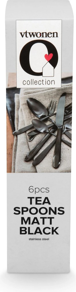vtwonen Matt Black set 6 lžiček z nerezové oceli, černý (Čajové lžičky)