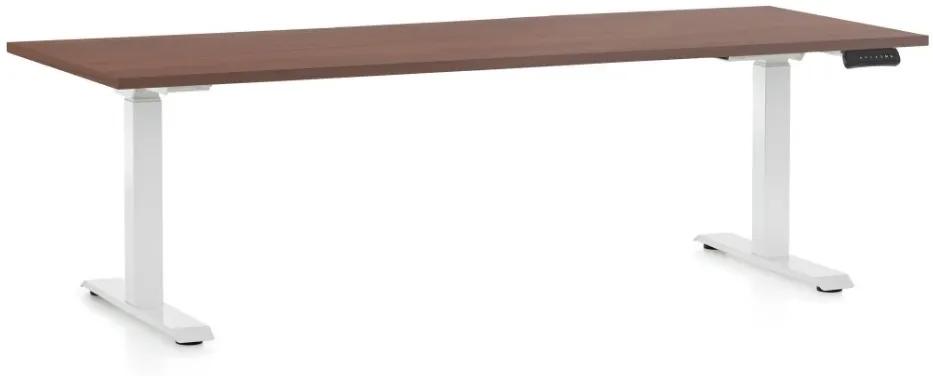 Výškově nastavitelný stůl OfficeTech D, 200 x 80 cm - bílá podnož Barva: Buk