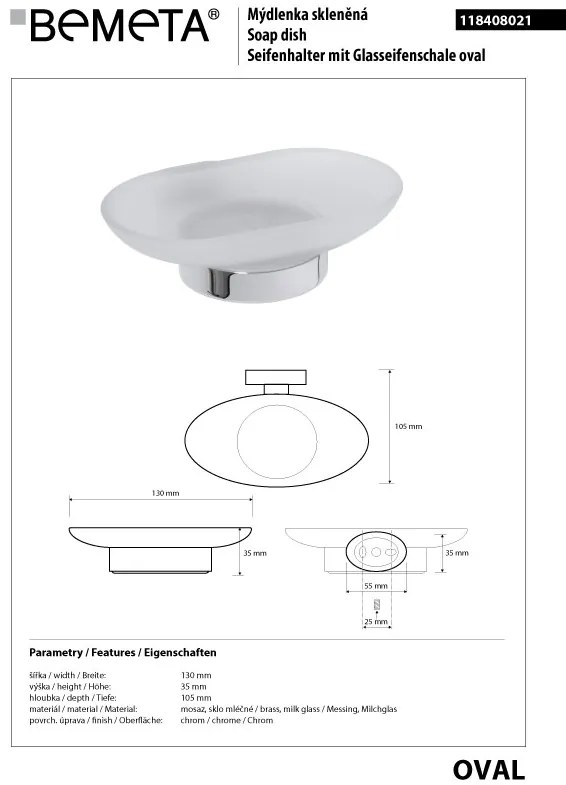 Bemeta Design OVAL: Mýdlenka - 118408021