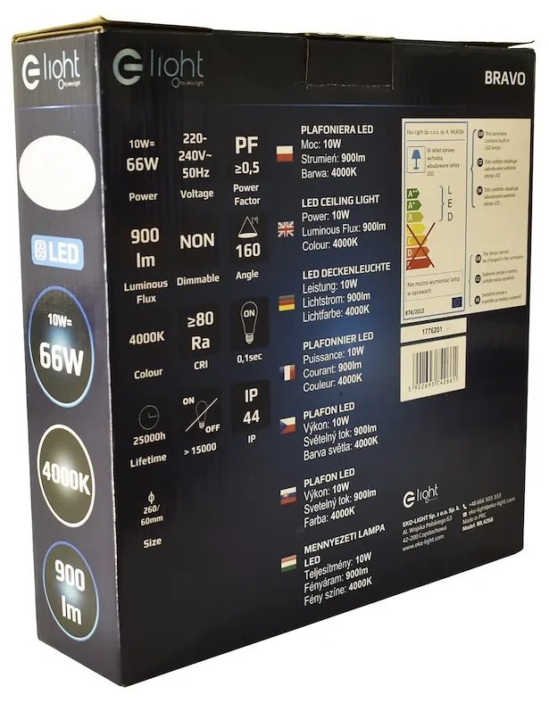 Stropní LED svítidlo Bravo, 1x LED 10w, 4000k, ch
