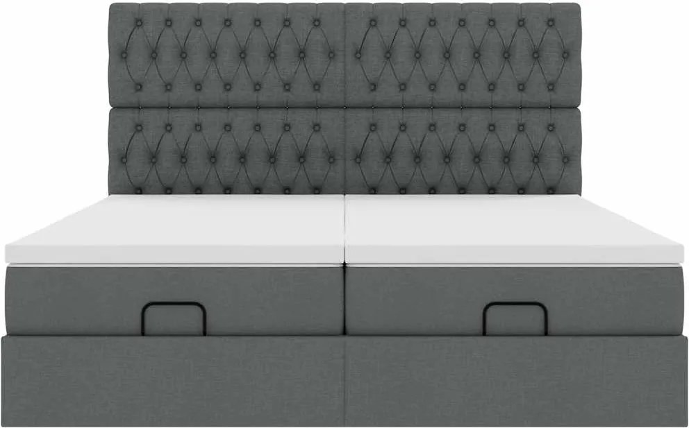 Osmanský rám postele s matrací tmavě šedý 200x200cm textil 3313721