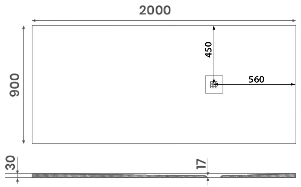 Gelco MITIA sprchová vanička z litého mramoru, obdélník 200x90cm, černá PMC20090 MITIA 200×90 PMC20090