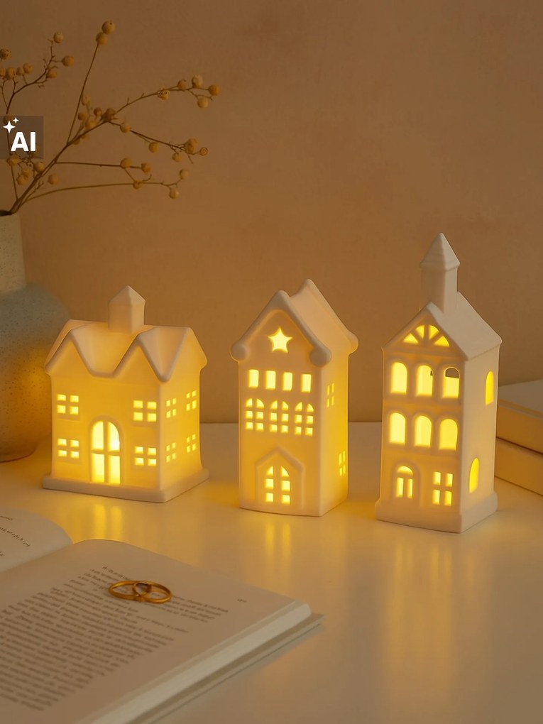 Sinsay - Vánoční LED světýlka ve tvaru domečků 3 pack - bílá