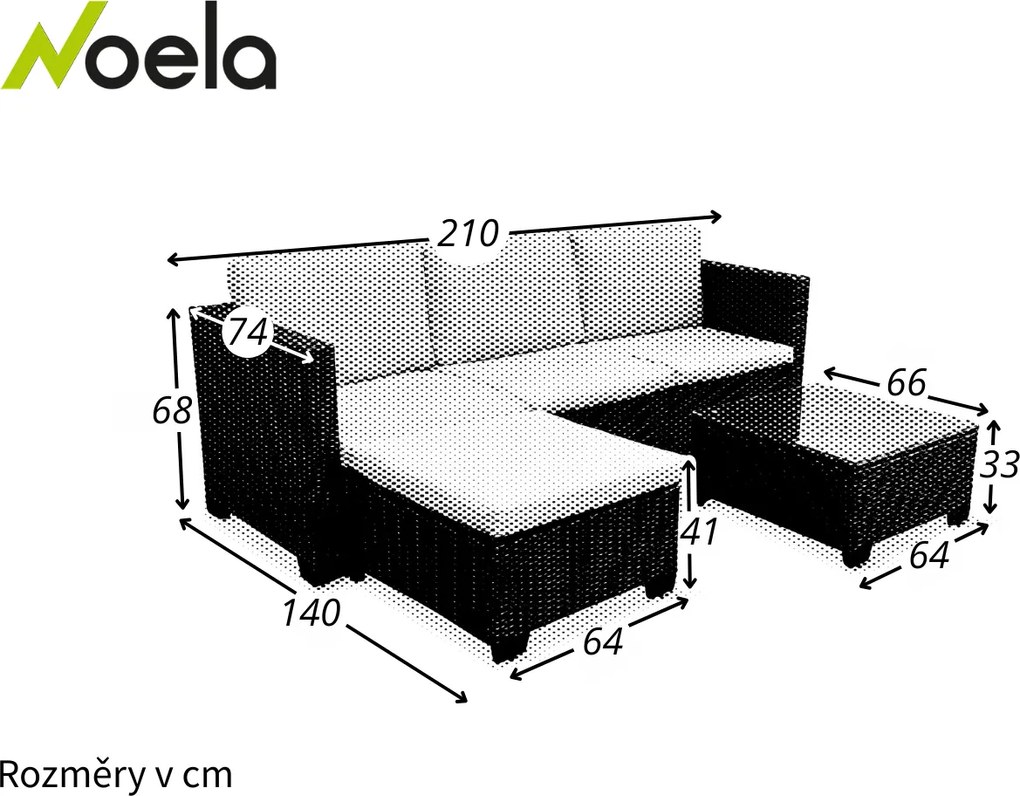 Noela Zahradní rohová sedací souprava Amy