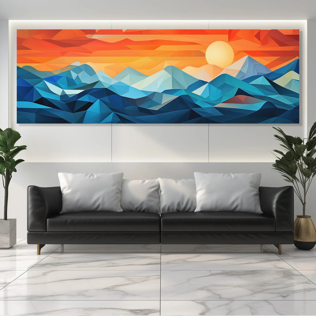 Obraz na plátně - Zimní vrcholky hor, abstrakce FeelHappy.cz Velikost obrazu: 120 x 40 cm