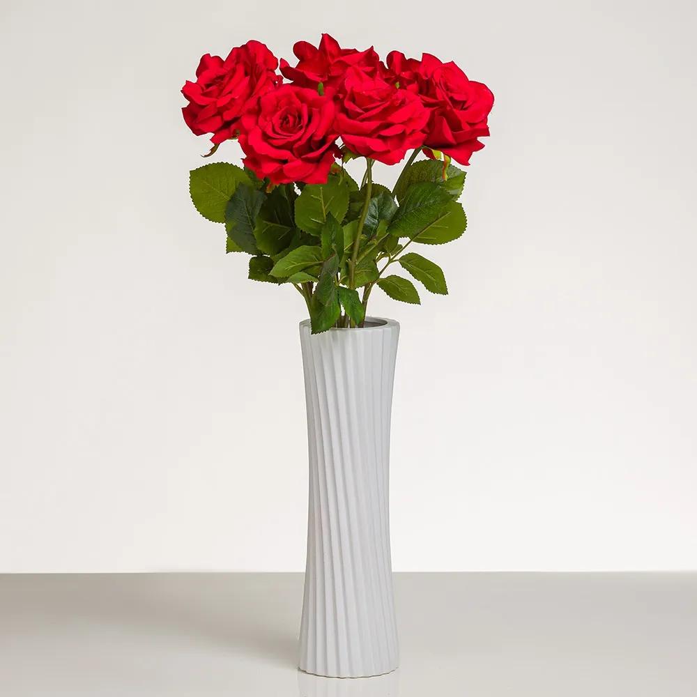 Hedvábná růže ŘEKA červená. Cena je uvedena za 1 kus.