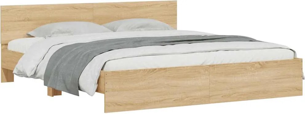 Rám postele s čelem a LED osvětlením dub sonoma 200 x 200 cm 3207583